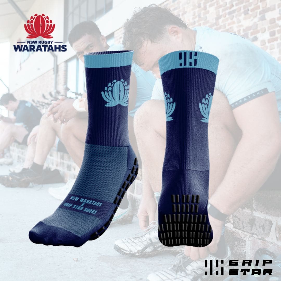 2025 Waratahs x Grip Star Crew Socks – Official Navy Rugby Sock